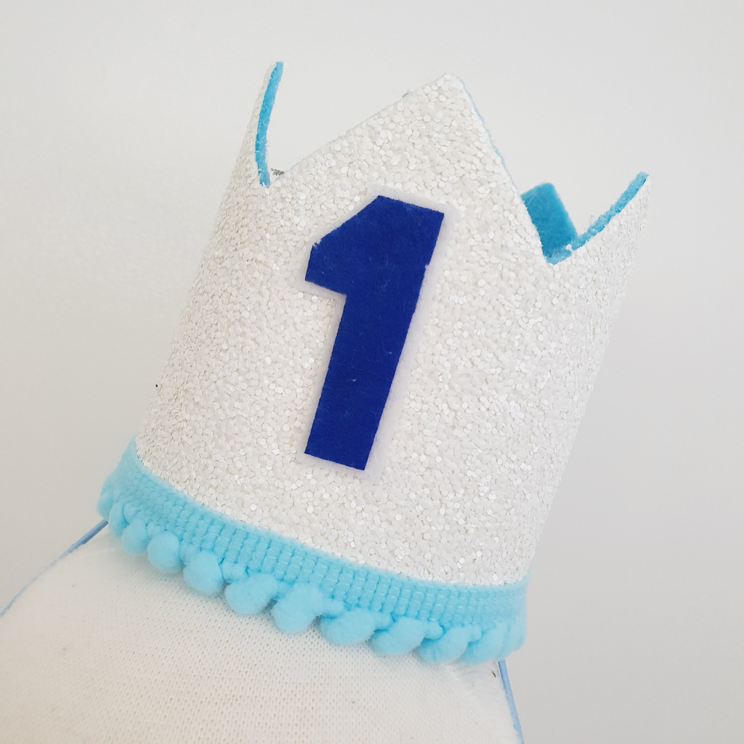 1st Birthday Crown / Party Hat / Headband - WHITE / BLUES – Playtime ...