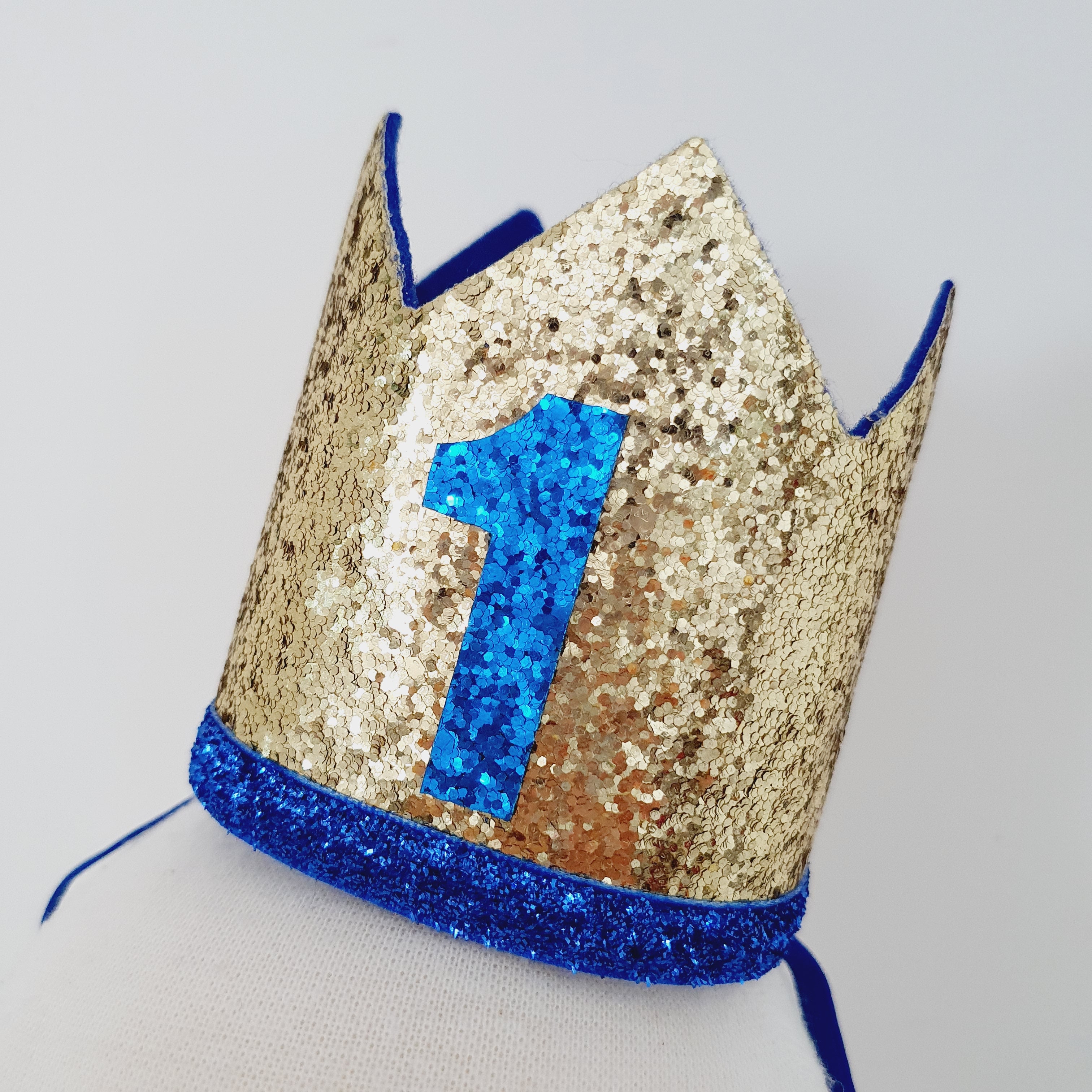 1st Birthday Crown / Party Hat / Headband - GOLD / DARK BLUE – Playtime ...